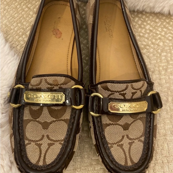 Coach | Shoes | Coach Felisha Brown Flats With Signature Monogram And ...